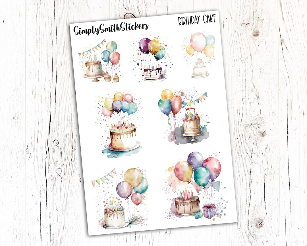 BIRTHDAY CAKE Clear Frosted Matte Stickers | Deco Stickers | Planner ...