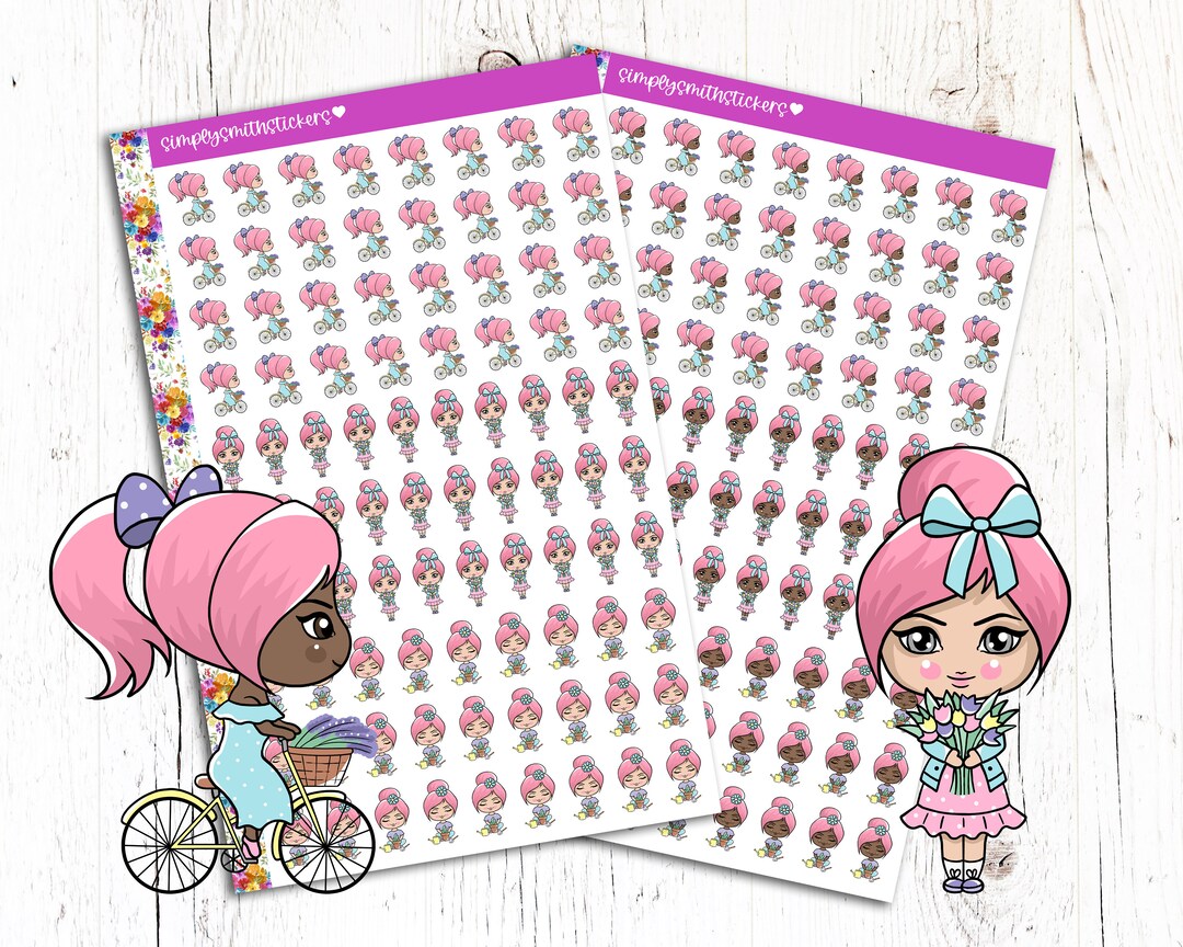 SPRING Doodle Girl Stickers | Planner Stickers - Etsy