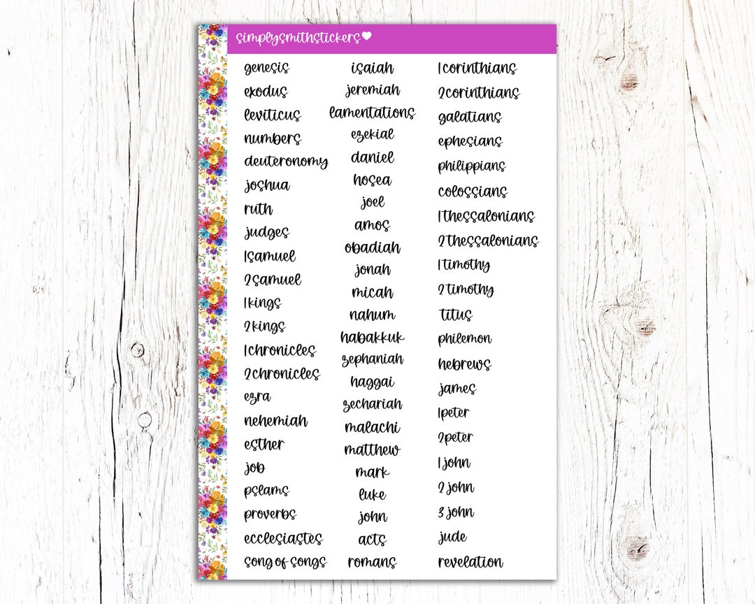 BOOKS of the BIBLE Script Stickers | Planner Stickers | Functional ...