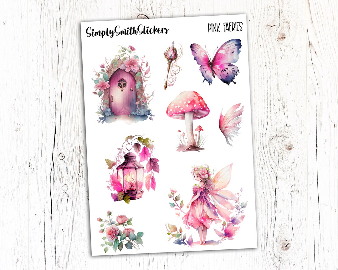 PINK FAIRIES Clear Frosted Matte Stickers | Deco Stickers | Planner ...