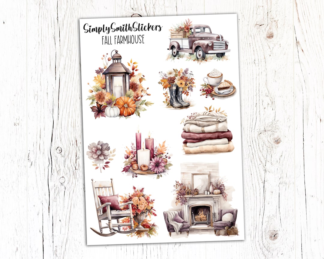 FALL FARMHOUSE Clear Frosted Matte Stickers | Deco Stickers | Planner ...
