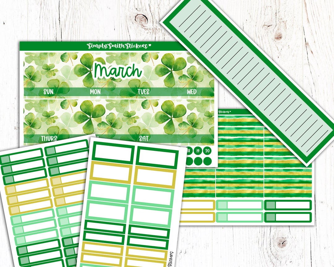 MARCH Monthly Sticker Kit | 7x9 | CUSTOMIZABLE Stickers | Planner ...