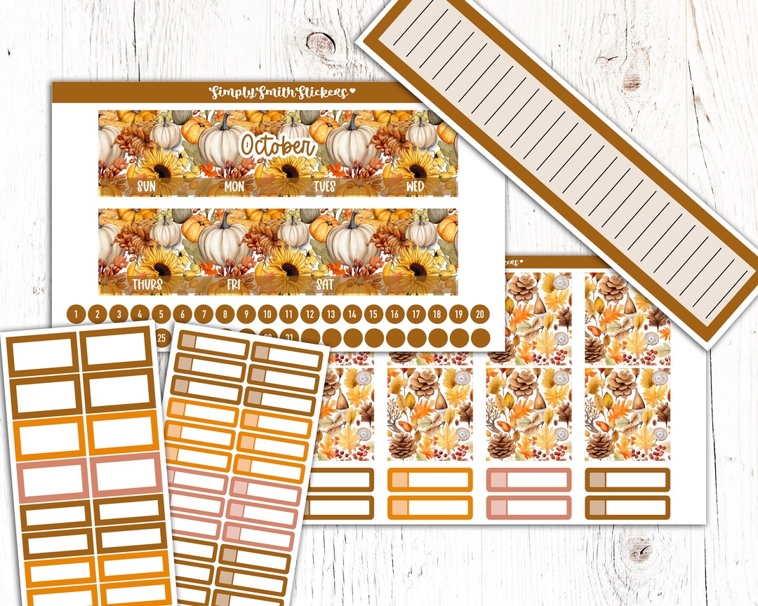 A5 OCTOBER Monthly Sticker Kit | Customizable | Planner Accessories ...