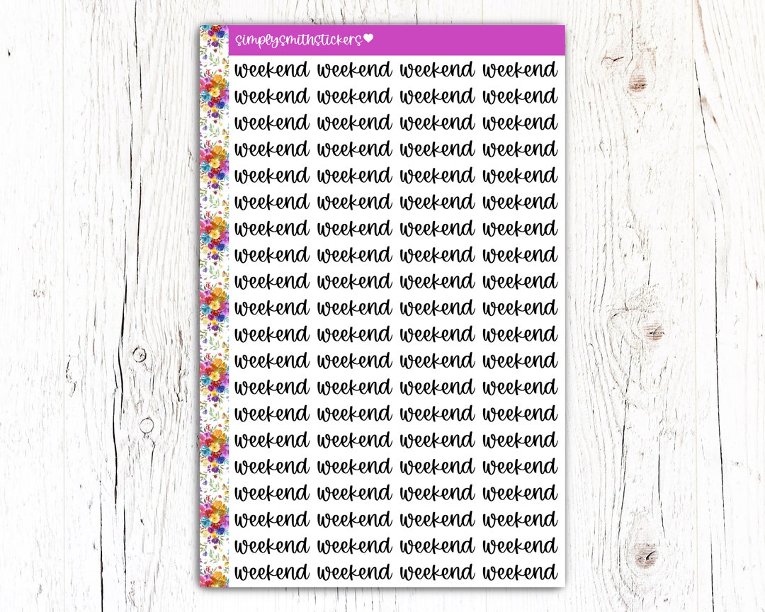 MINI WEEKEND Script Stickers | Planner Stickers | Reminder Stickers ...