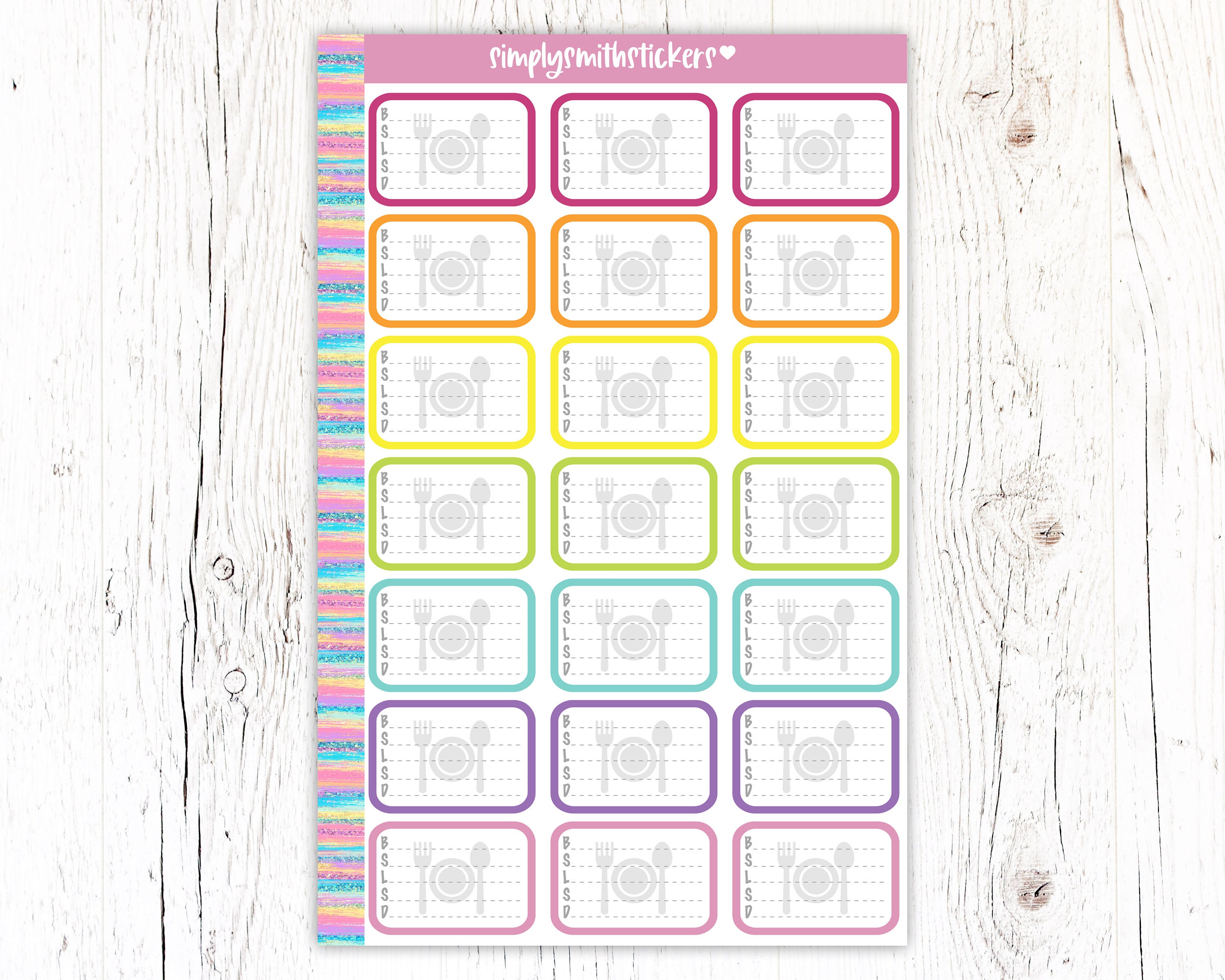 Rainbow Stickers MEAL TRACKER Planner Stickers EC Planner Stickers ...