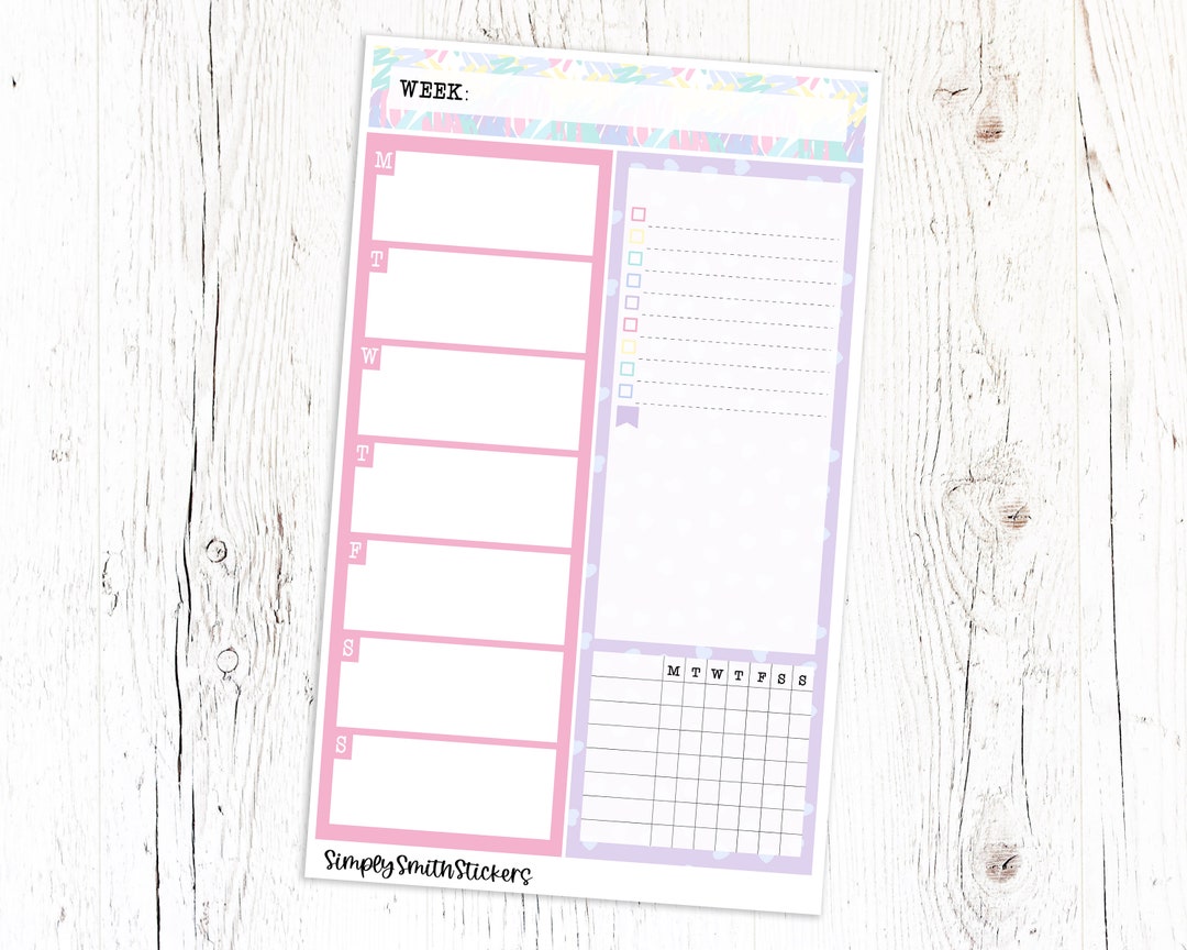 A5 KAWAII Week at a Glance | Weekly Overview Stickers | Weekly Planner ...