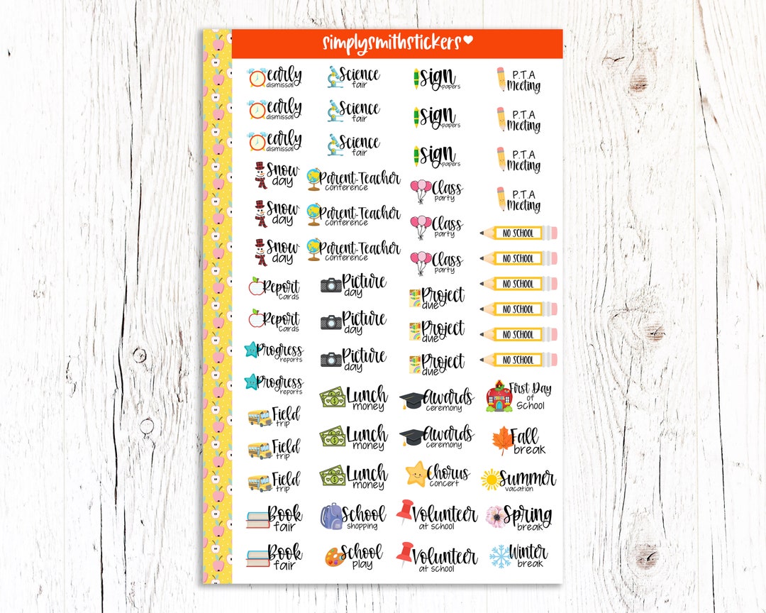 SCHOOL EVENT Stickers - EC Planner Stickers | Planner Stickers ...