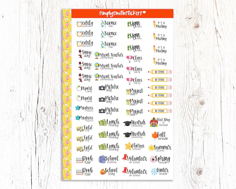 SCHOOL EVENT Stickers - EC Planner Stickers | Planner Stickers ...