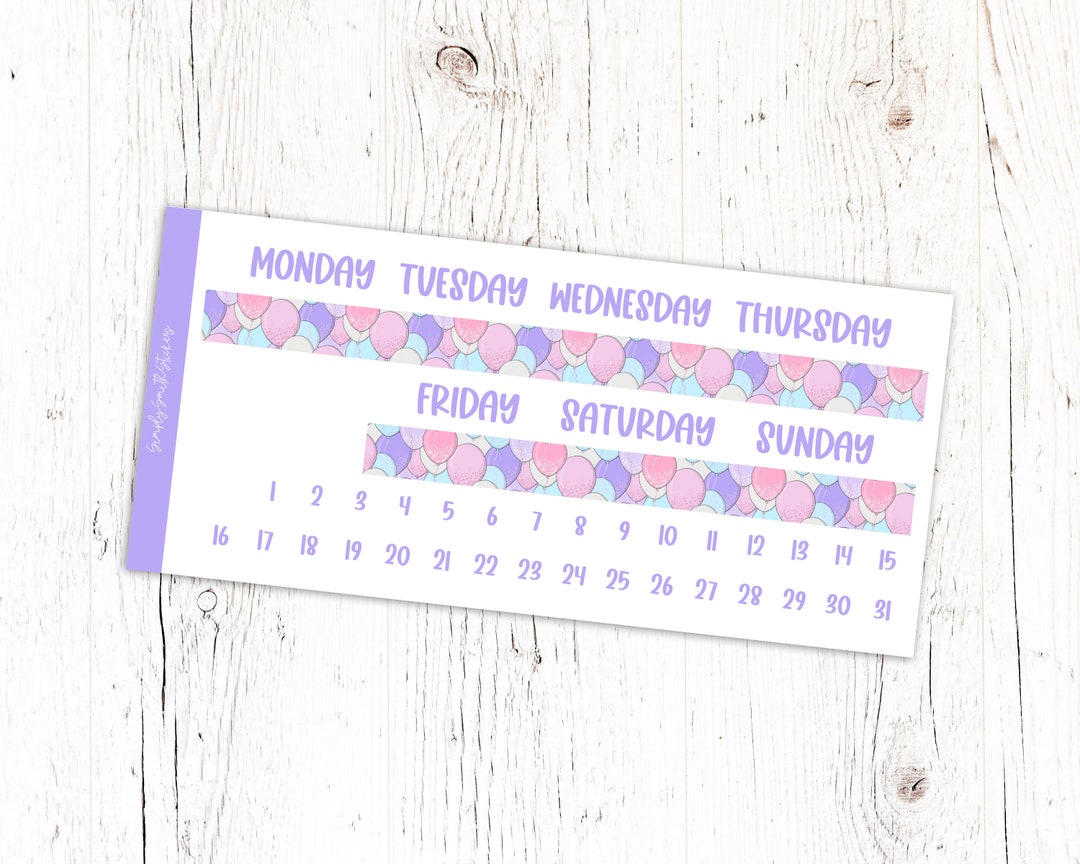 BIRTHDAY PARTY Script Style Date Headers | Planner Stickers ...
