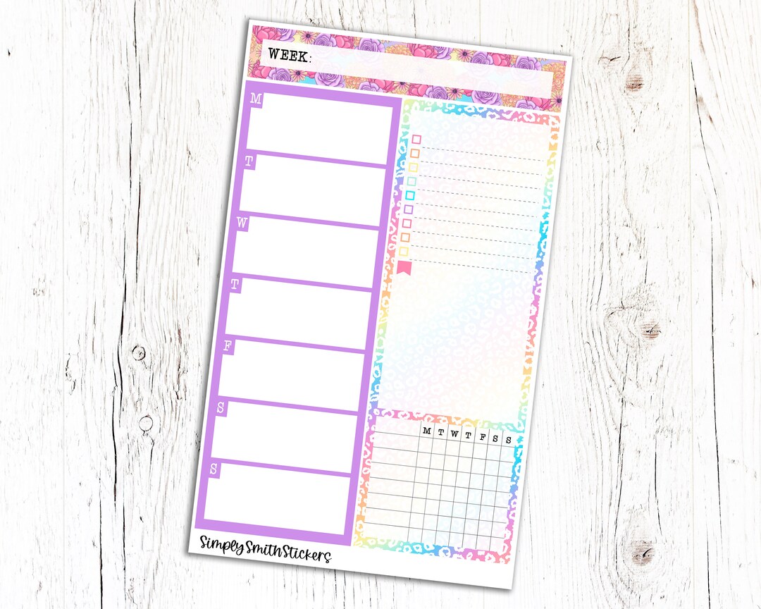 A5 RAINBOW WEEK | Week at a Glance | Weekly Overview Stickers | Weekly ...