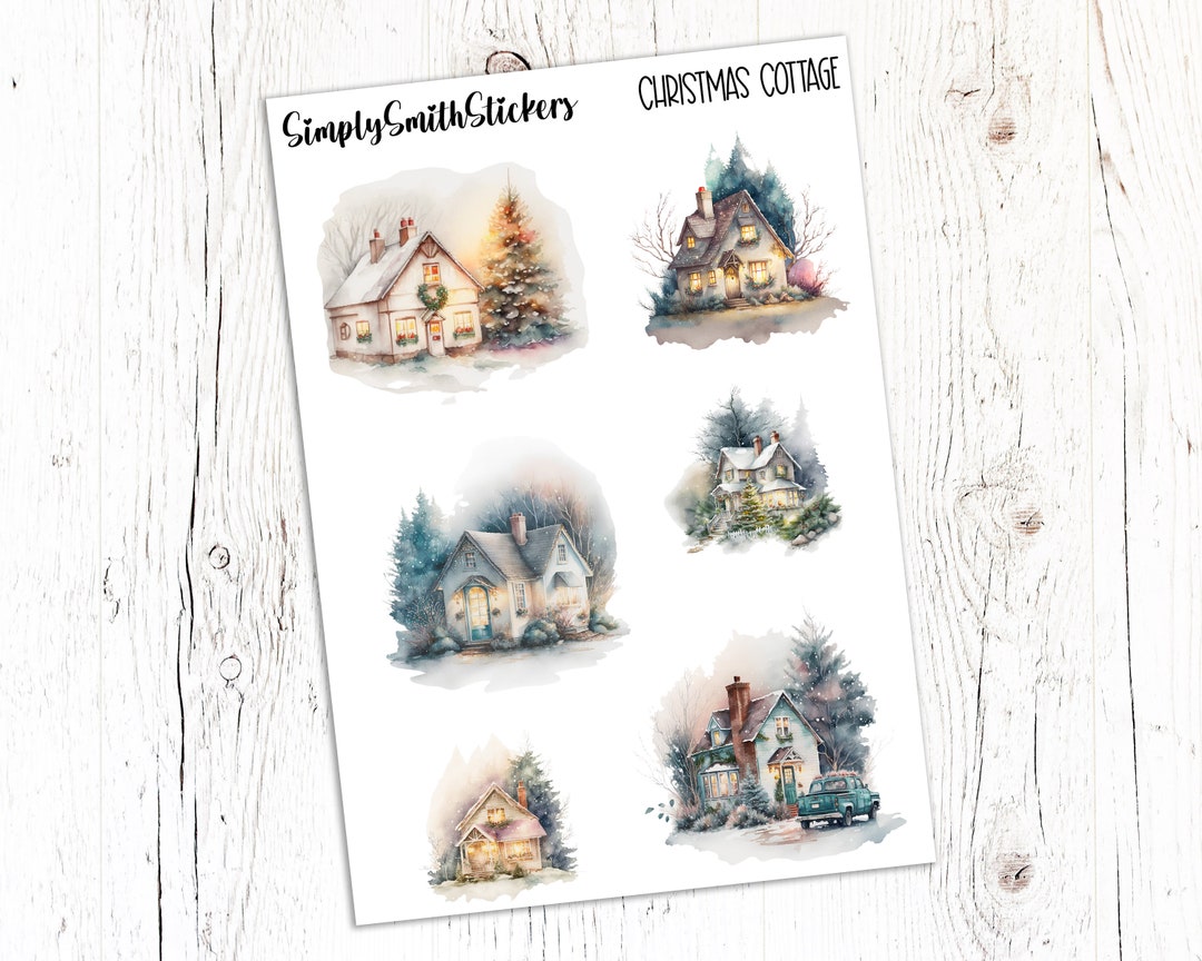 CHRISTMAS COTTAGE Clear Frosted Matte Stickers | Deco Stickers ...