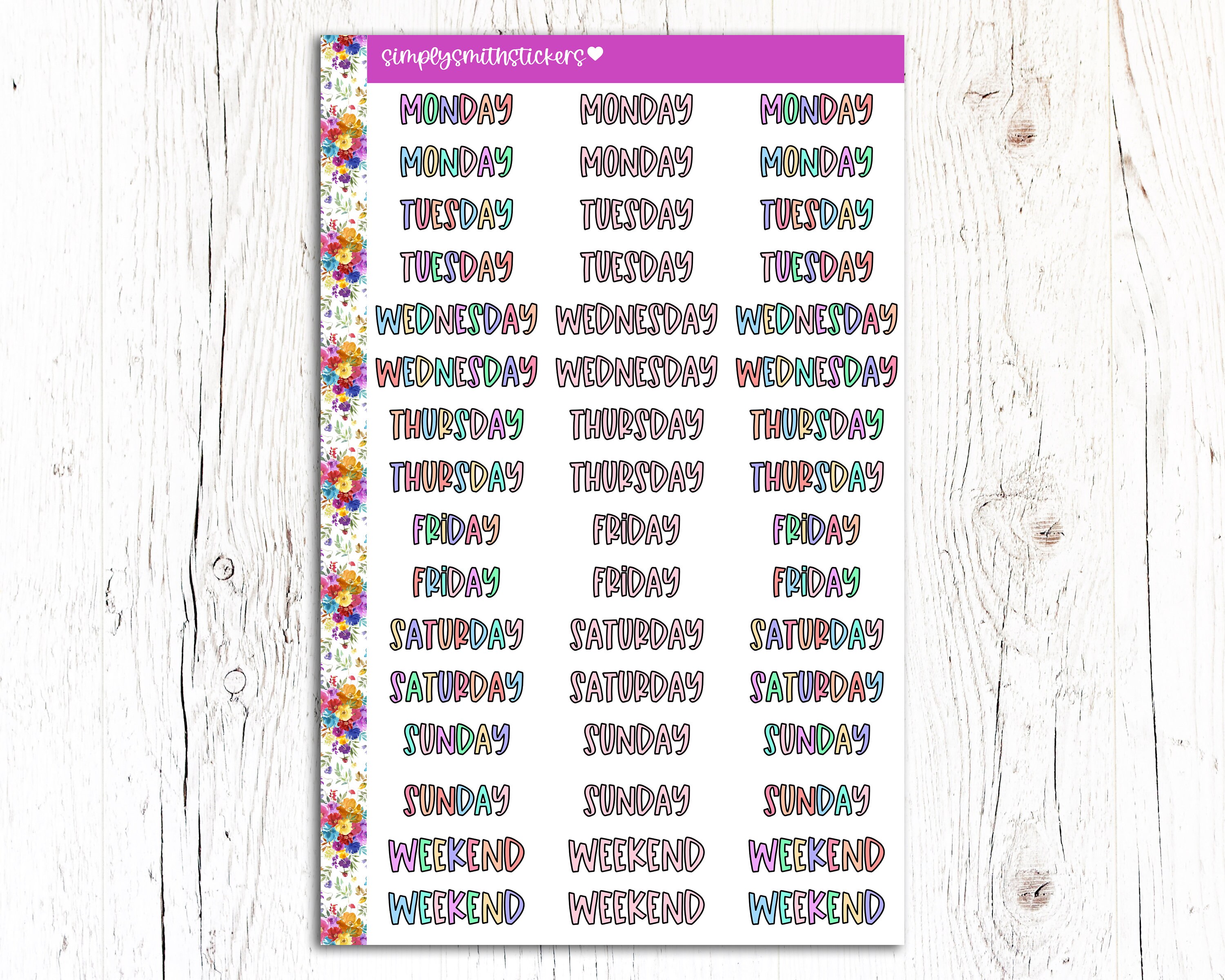 QUIRKY DAYS of the WEEK Stickers | Planner Stickers | Functional ...