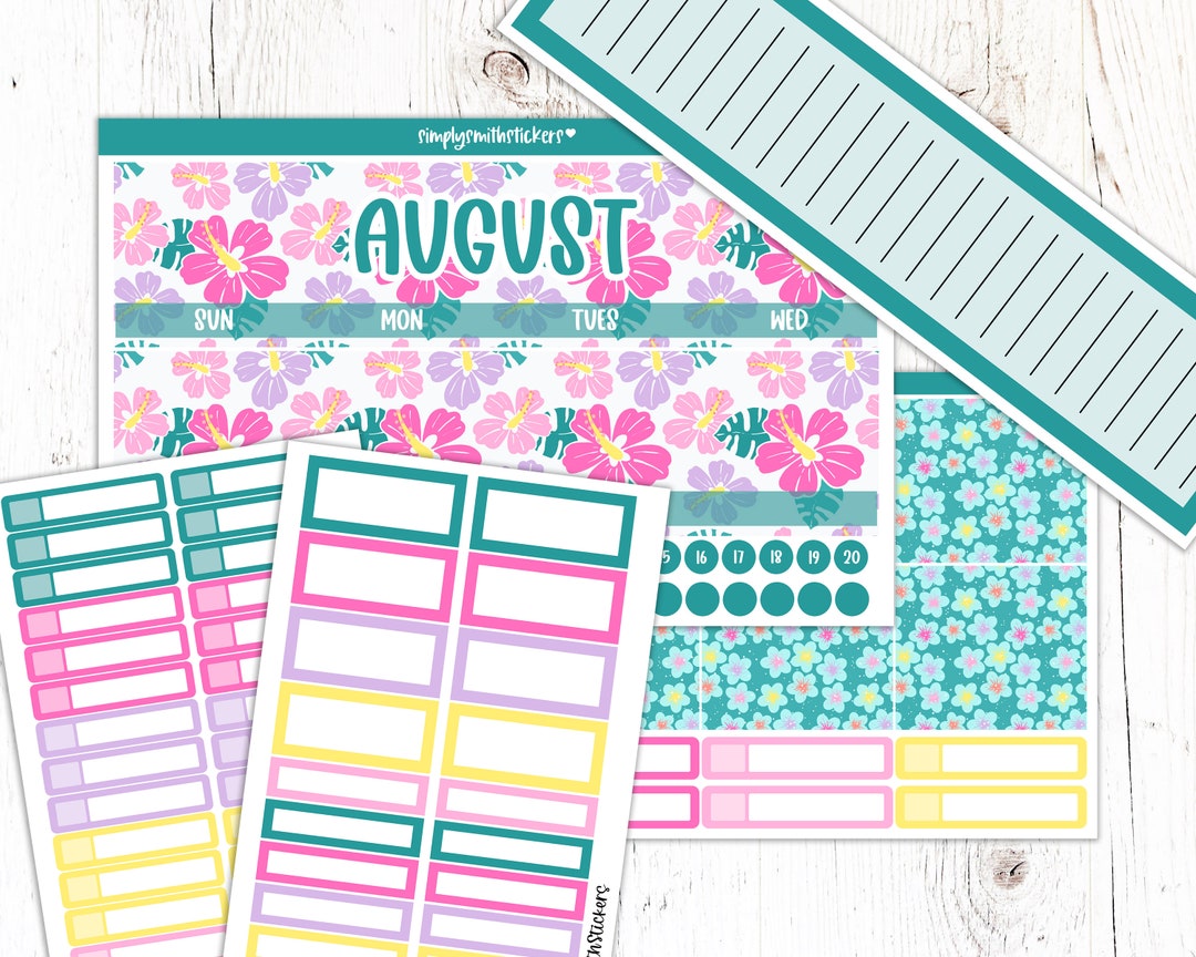 AUGUST Monthly Sticker Kit 7x9 CUSTOMIZABLE Stickers Planner Stickers ...
