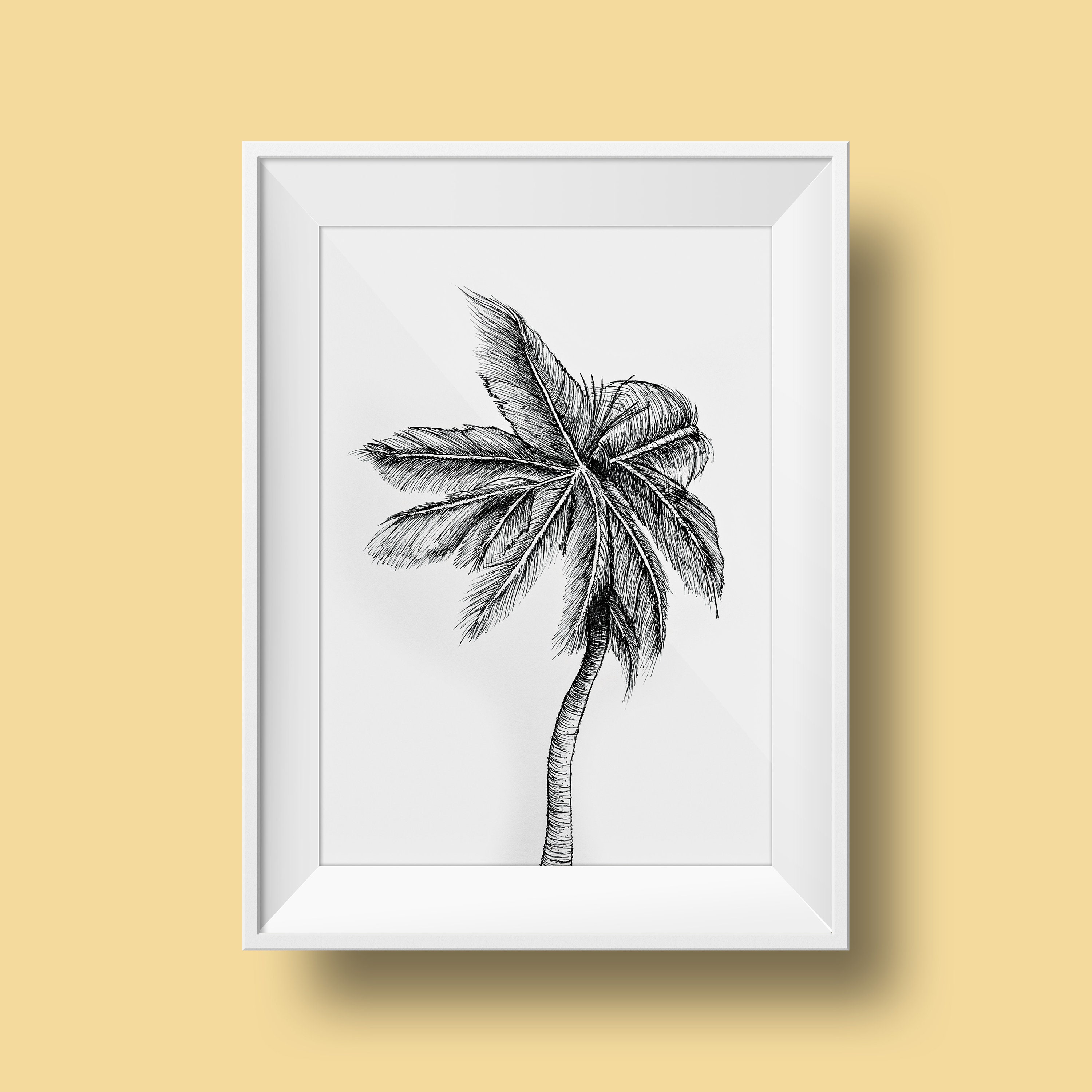Loose Palms Palm Tree Art Print, Ink Nature Drawing, Simple and ...
