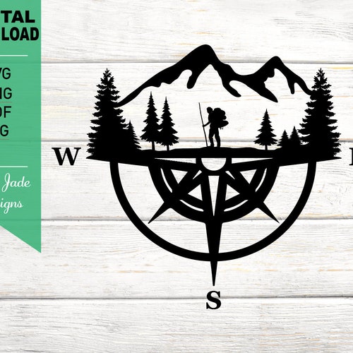 Hiker Compass SVG File Hiker Vector Image Cut Files for - Etsy