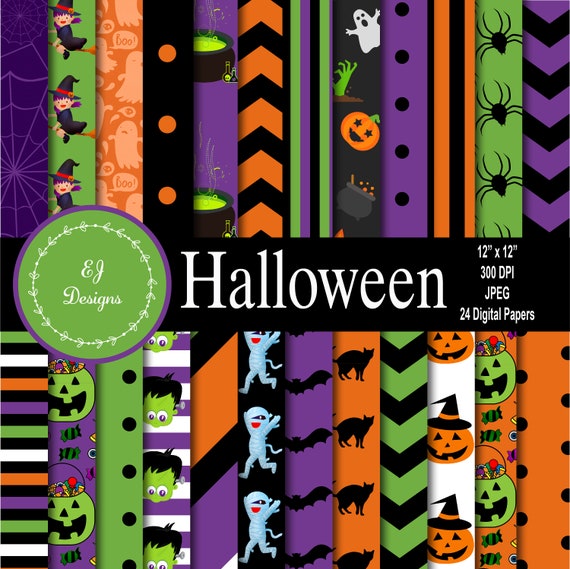 Halloween Digital Papers Trick or Treat Scrapbook Papers | Etsy