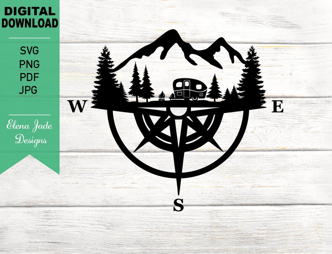 Camper Svg, Camper in Forest, Camper in Mountains, Camper and Compass ...