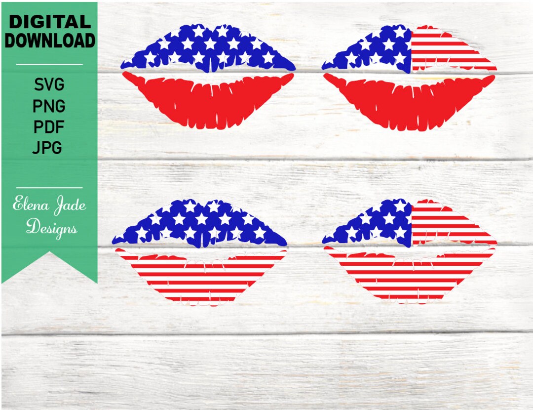 American Flag Lips Svg, Merica, Fourth of July, American Flag ...