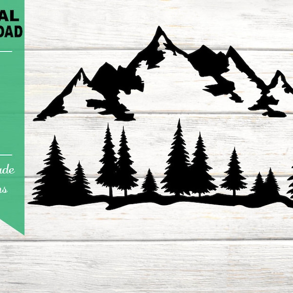 Mountains With Trees Svg - Etsy