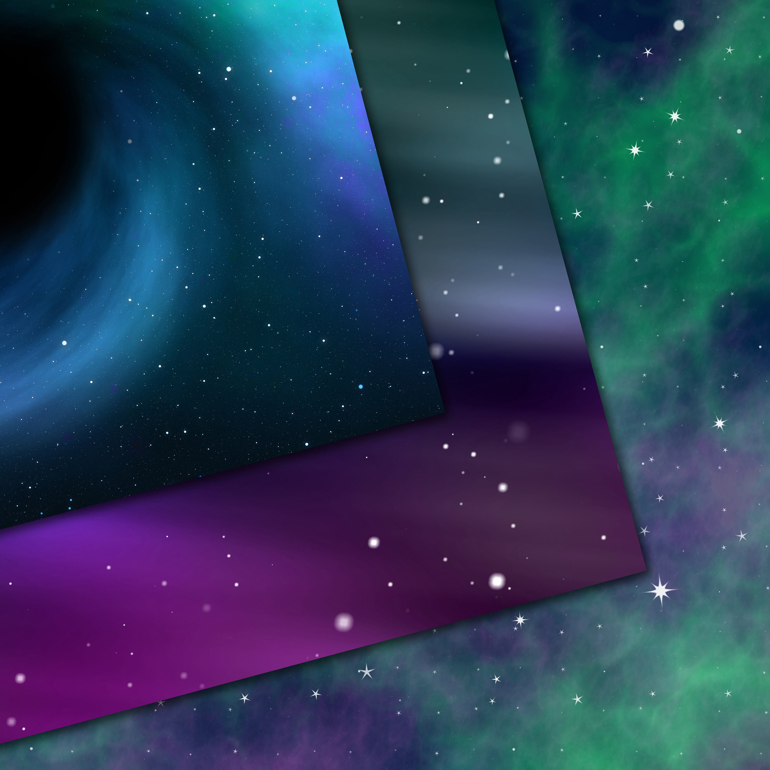 Galaxy Digital Papers, Space Patterns, Stars Textures, Scrapbook Papers ...