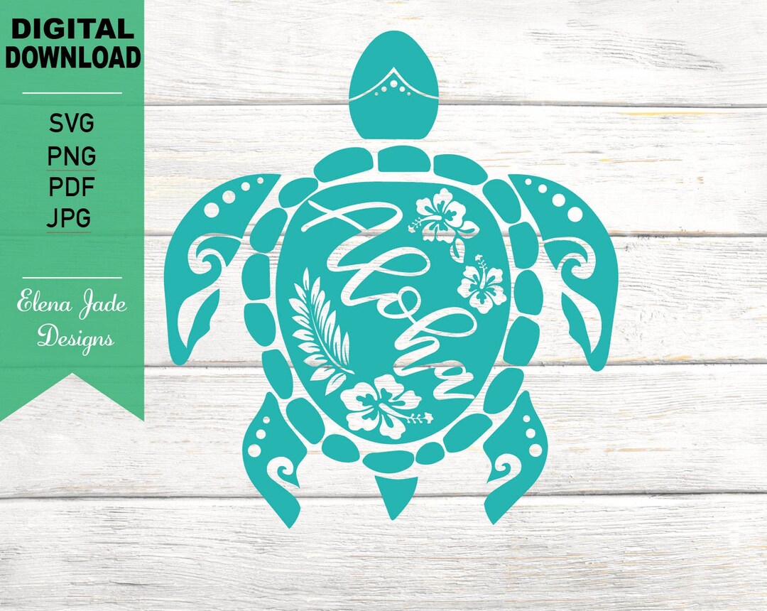 Turtle SVG, Aloha Turtle, Hibiscus Turtle, Palm Tree, Turtle Waves ...