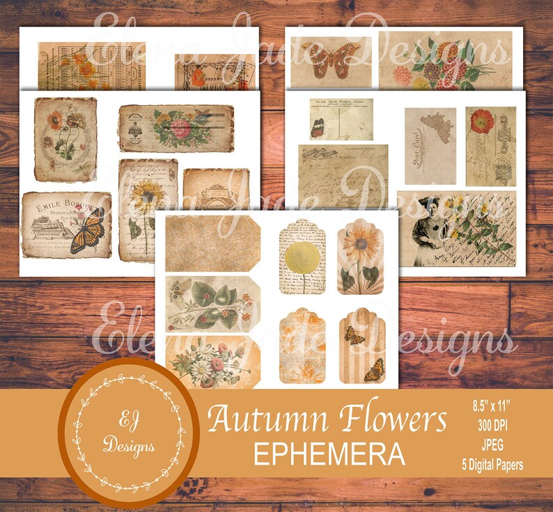 Fall Digital Junk Journal Kit Autumn Ephemera and Paper Pack | Etsy