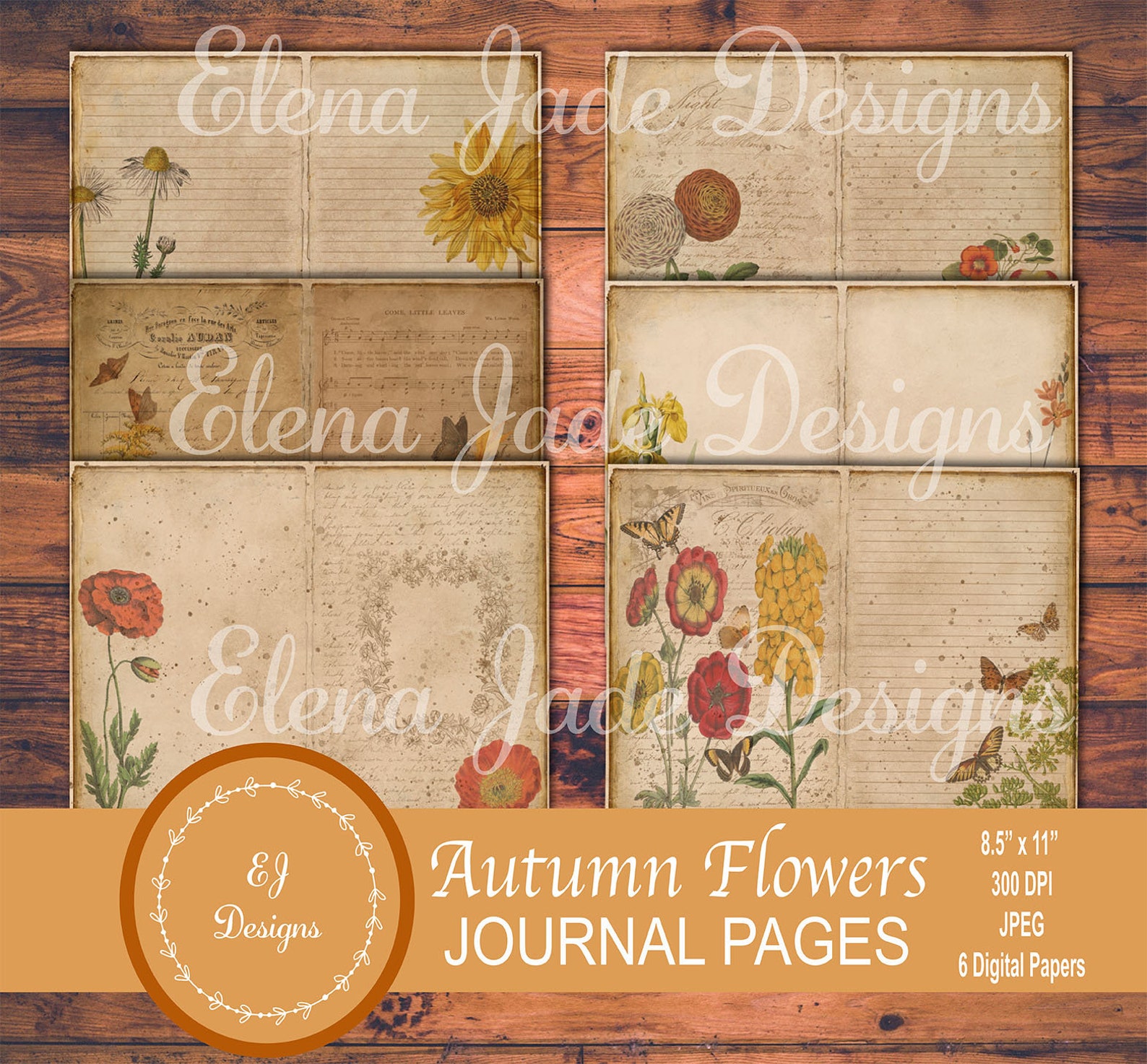 Fall Digital Junk Journal Kit Autumn Ephemera and Paper Pack - Etsy