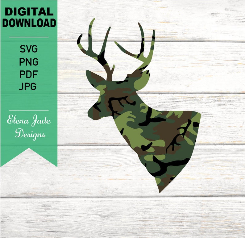 Camo Deer SVG Camouflage Deer Deer Hunter Deer Head | Etsy