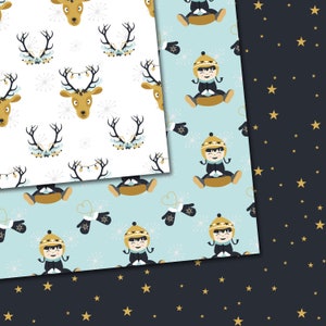 Christmas Paper, Digital Papers, Santa Paper, Reindeer, Snowman ...