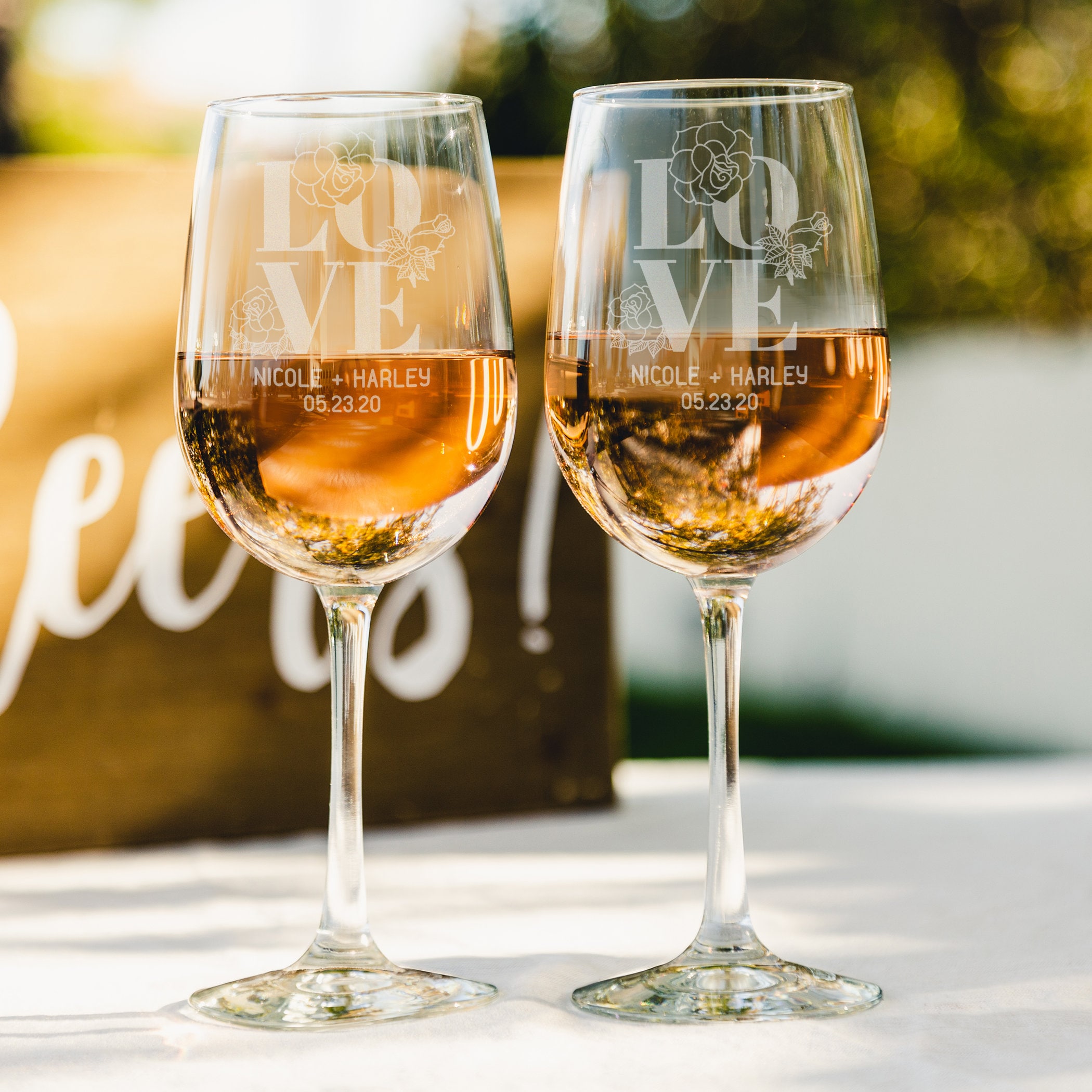 Love Personalized Wine Glass - Etched White Wine Glasses for ...