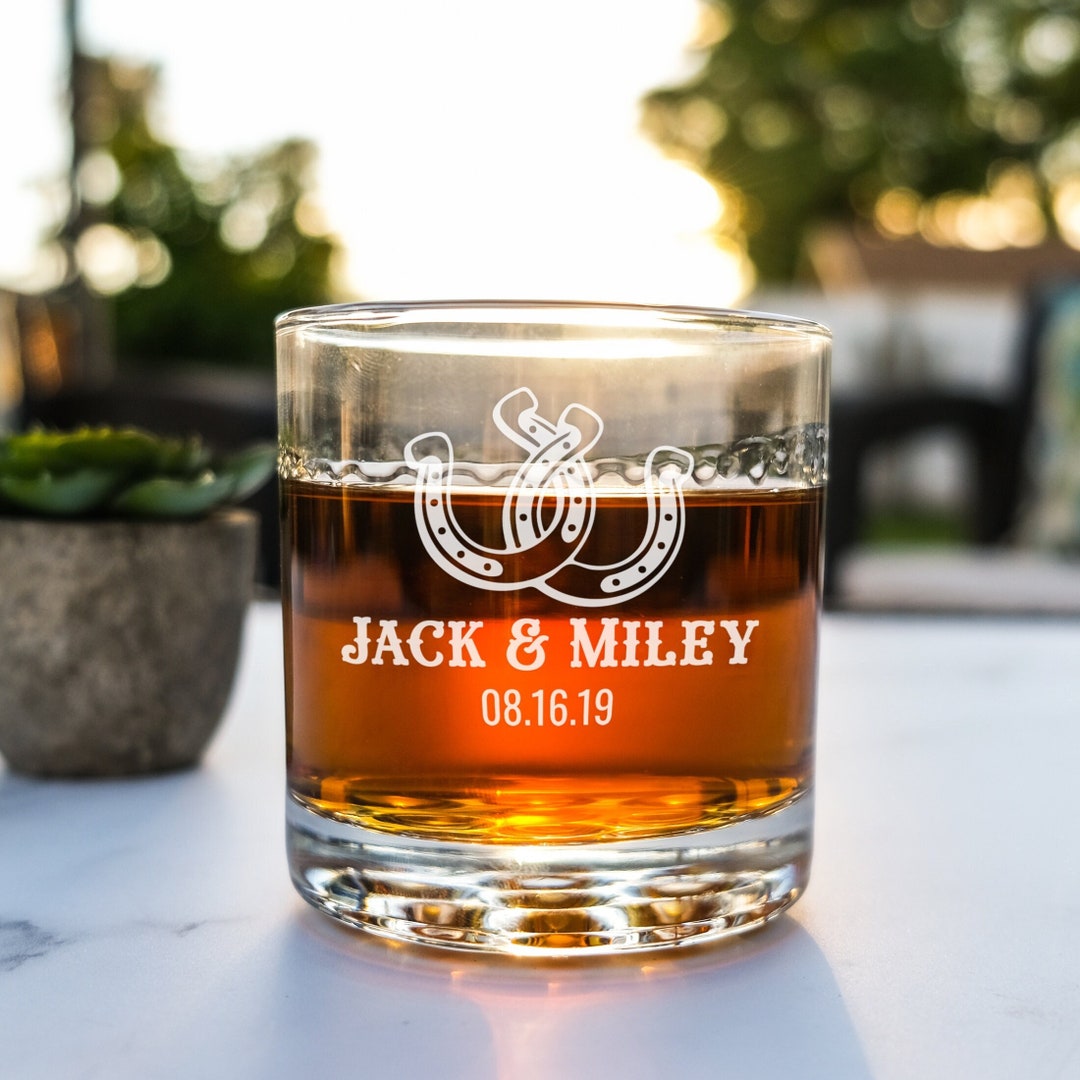 Country Wedding Cocktail Glass for a Couple | Etched Glasses With ...