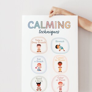 Calming Corner Poster Classroom Calm Down Decor Feelings Chart Boho ...