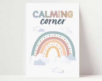 Calming Corner Poster Classroom Calm Down Decor Feelings Chart Boho ...