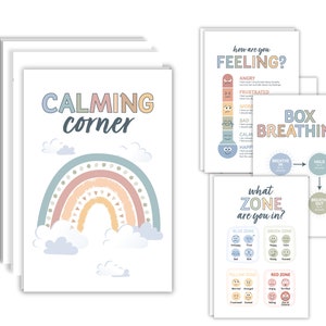 Set of 12 Boho Calm Down Corner Posters Classroom Calming Strategies ...