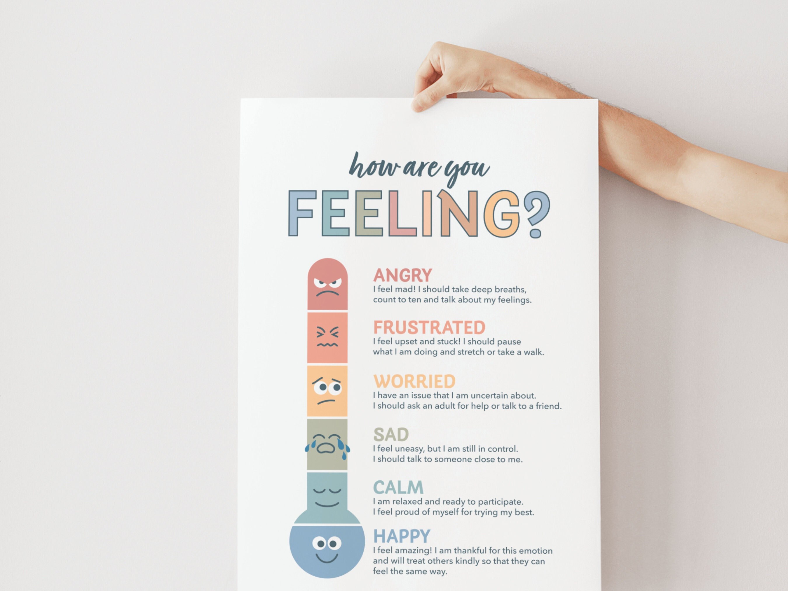 Calming Corner Poster Feelings Chart for Kids Classroom Calm Down Decor ...