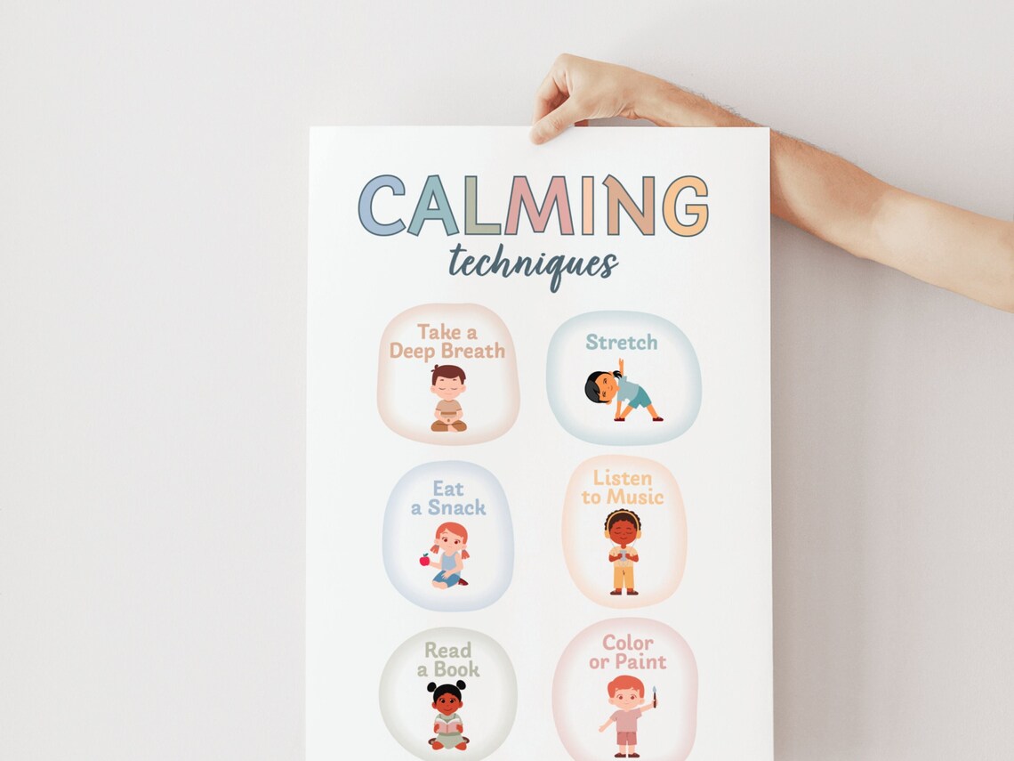 Calming Corner Poster Classroom Calm Down Decor Feelings Chart Boho ...