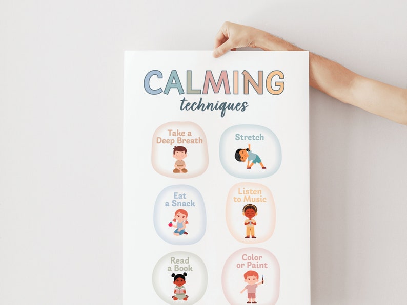 Calming Corner Poster Classroom Calm Down Decor Feelings Chart Boho ...