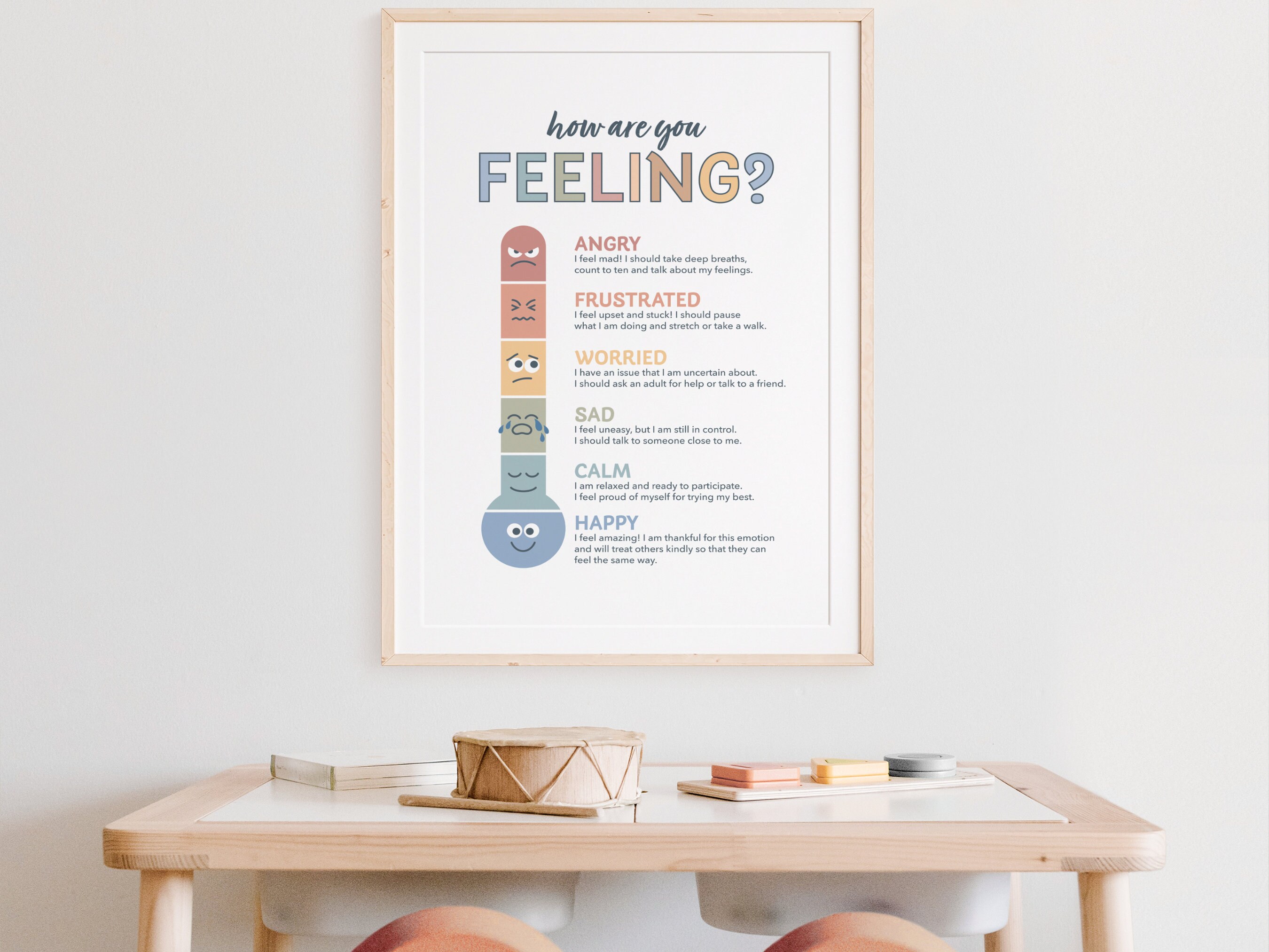 Calming Corner Poster Feelings Chart for Kids Classroom Calm Down Decor ...
