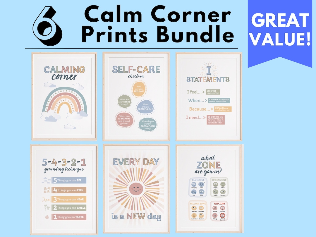 6 Calm Down Corner Posters Calm Down Kit Calming Decor Print Counselor ...