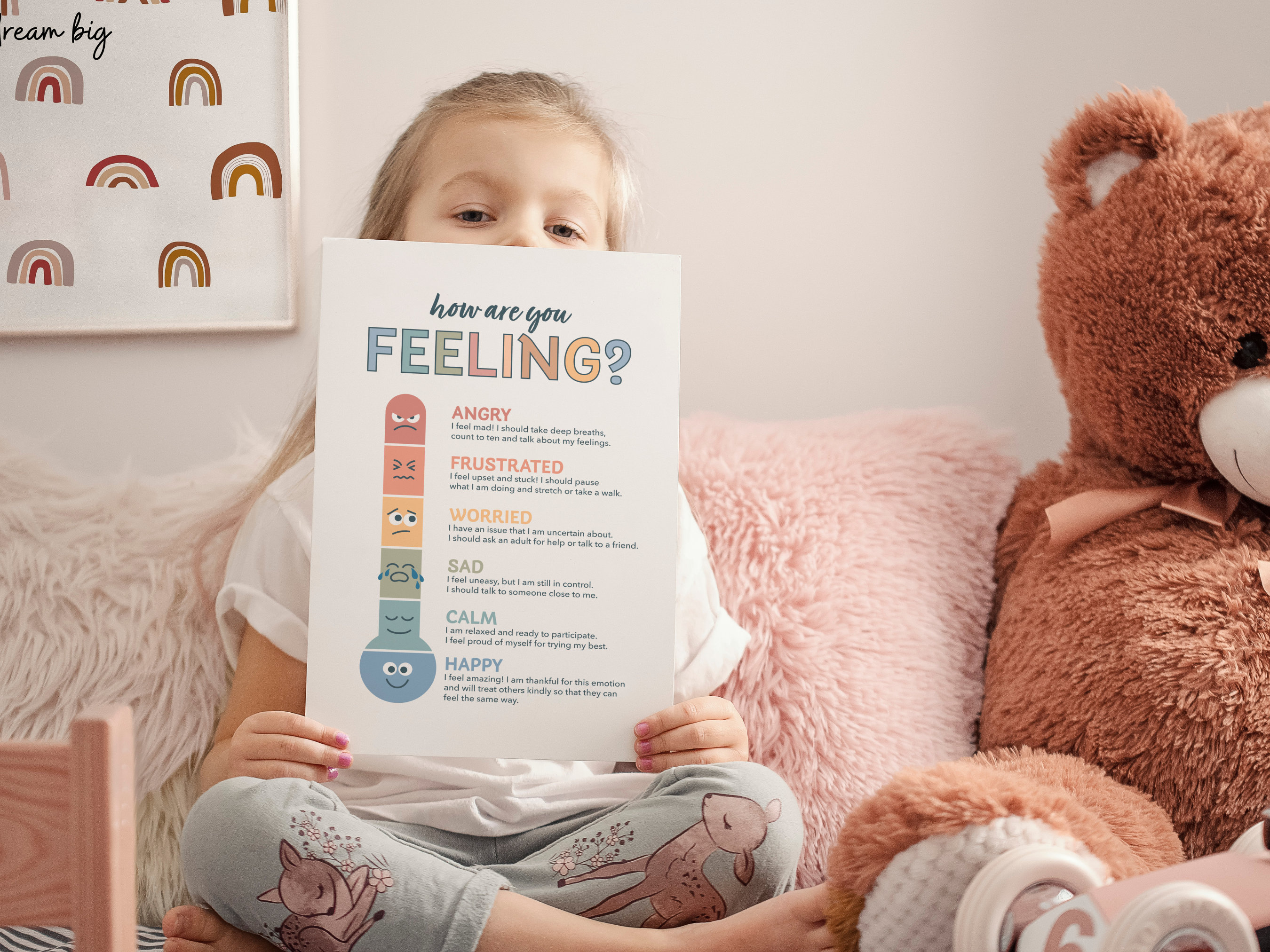 Calming Corner Poster Feelings Chart for Kids Classroom Calm Down Decor ...