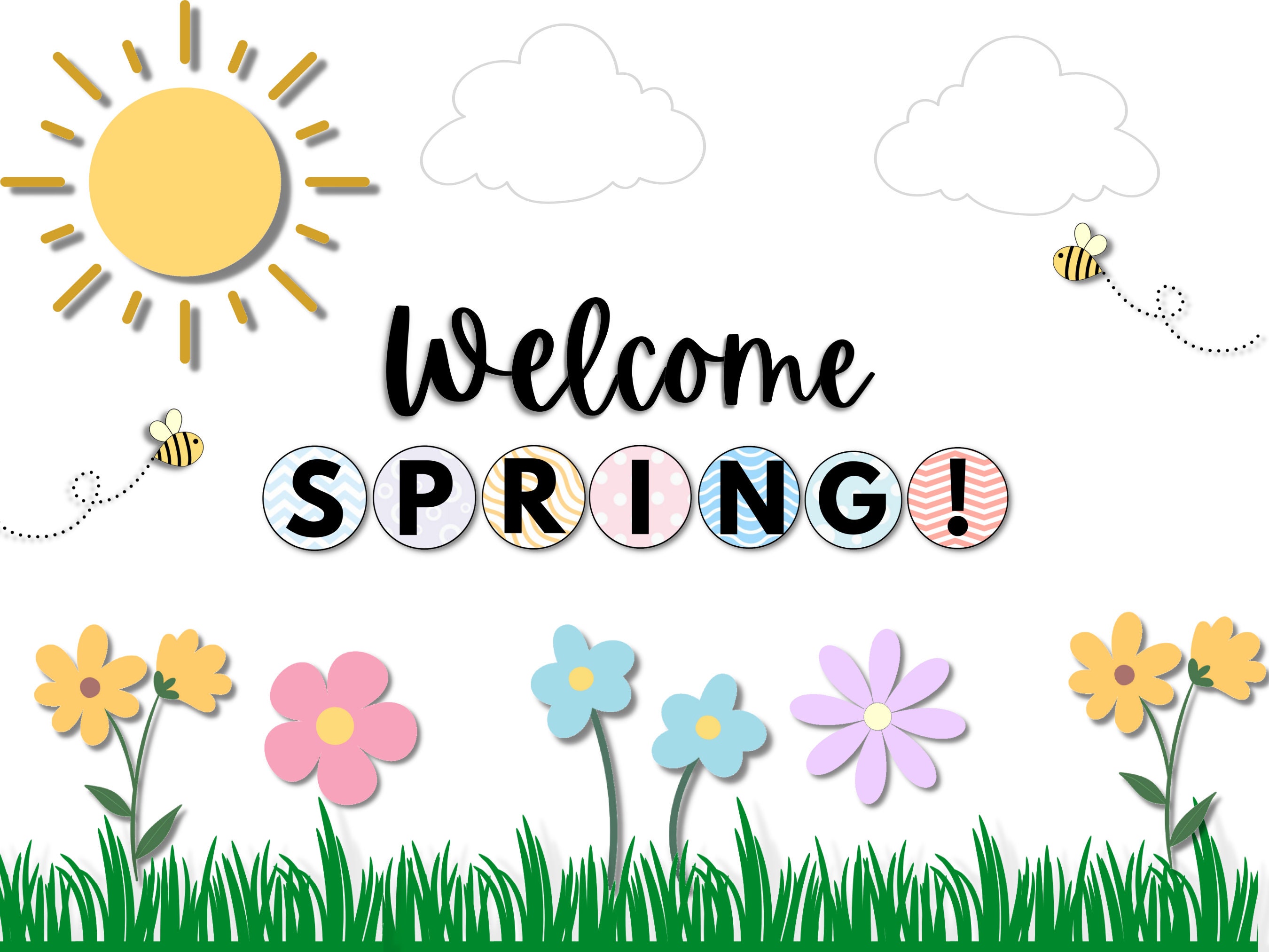 Spring Bulletin Board Set Spring Classroom Decorations Bulletin Board ...
