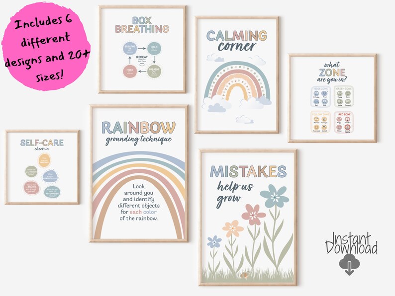 6 Calm Down Corner Posters Calm Down Kit Calming Decor Print Counselor ...