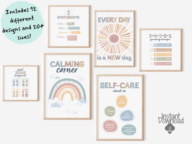 12 Calm Down Corner Posters Calm Down Kit Calming Decor Print Counselor ...
