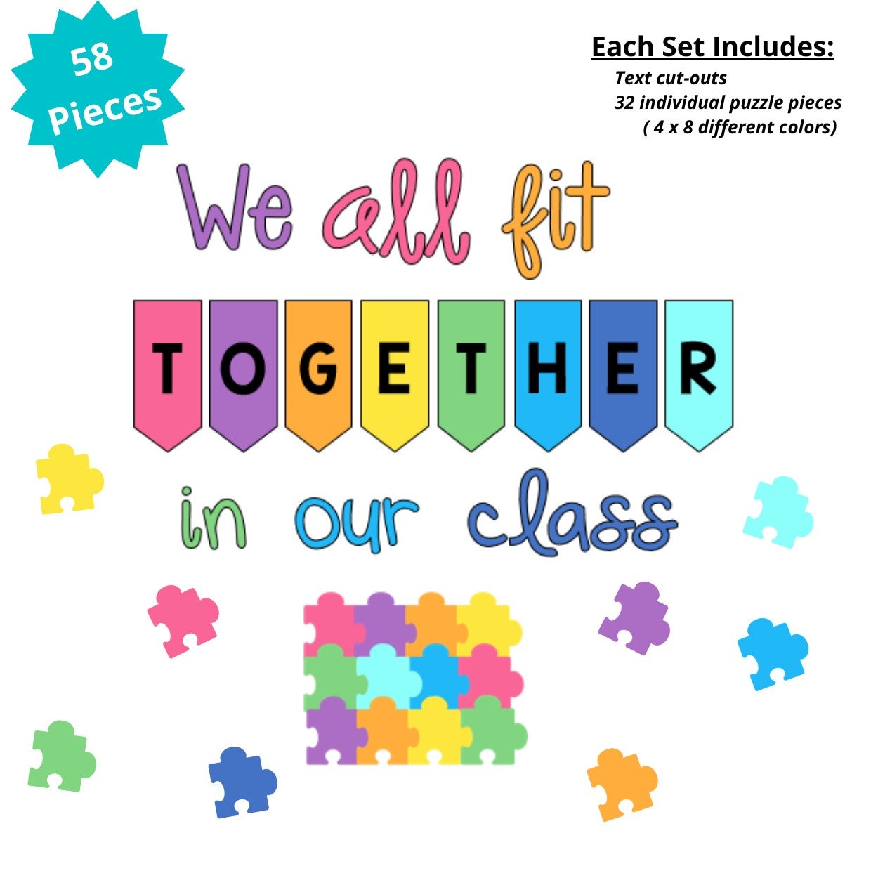 Classroom Puzzle Decoration Set We All Fit Together in | Etsy