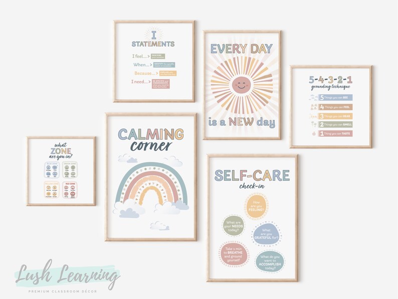 Calming Corner Poster Classroom Calm Down Decor Feelings Chart Boho ...