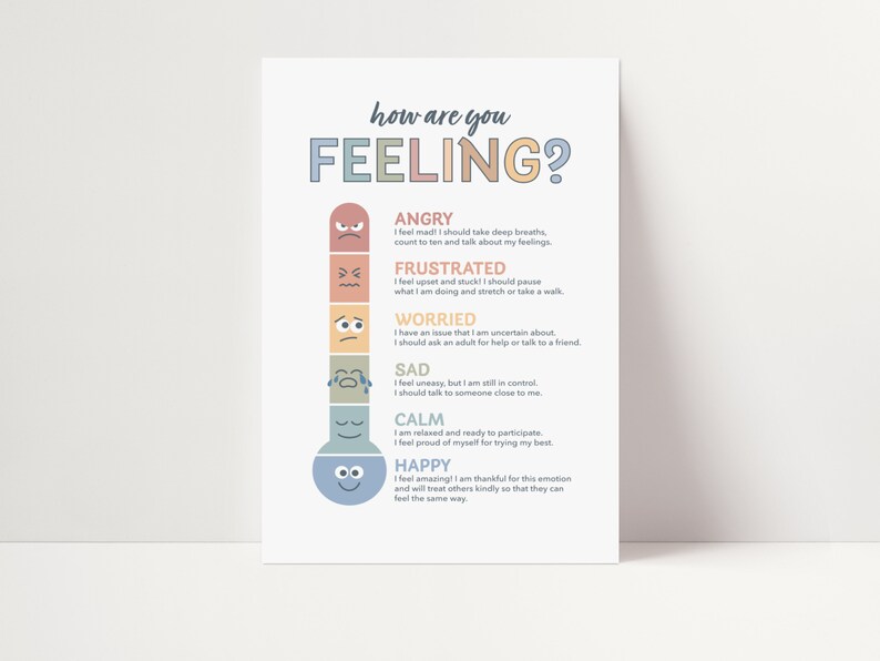 Calming Corner Poster Feelings Chart for Kids Classroom Calm Down Decor ...
