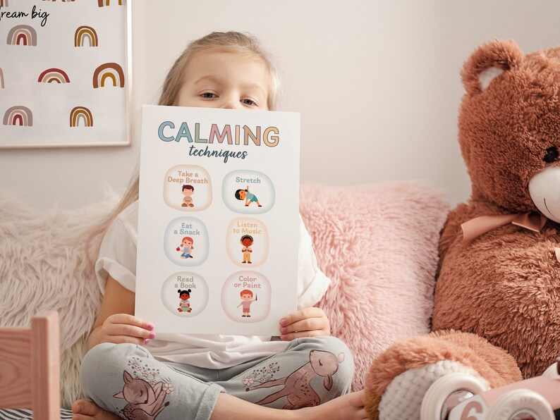 Calming Corner Poster Classroom Calm Down Decor Feelings Chart Boho ...