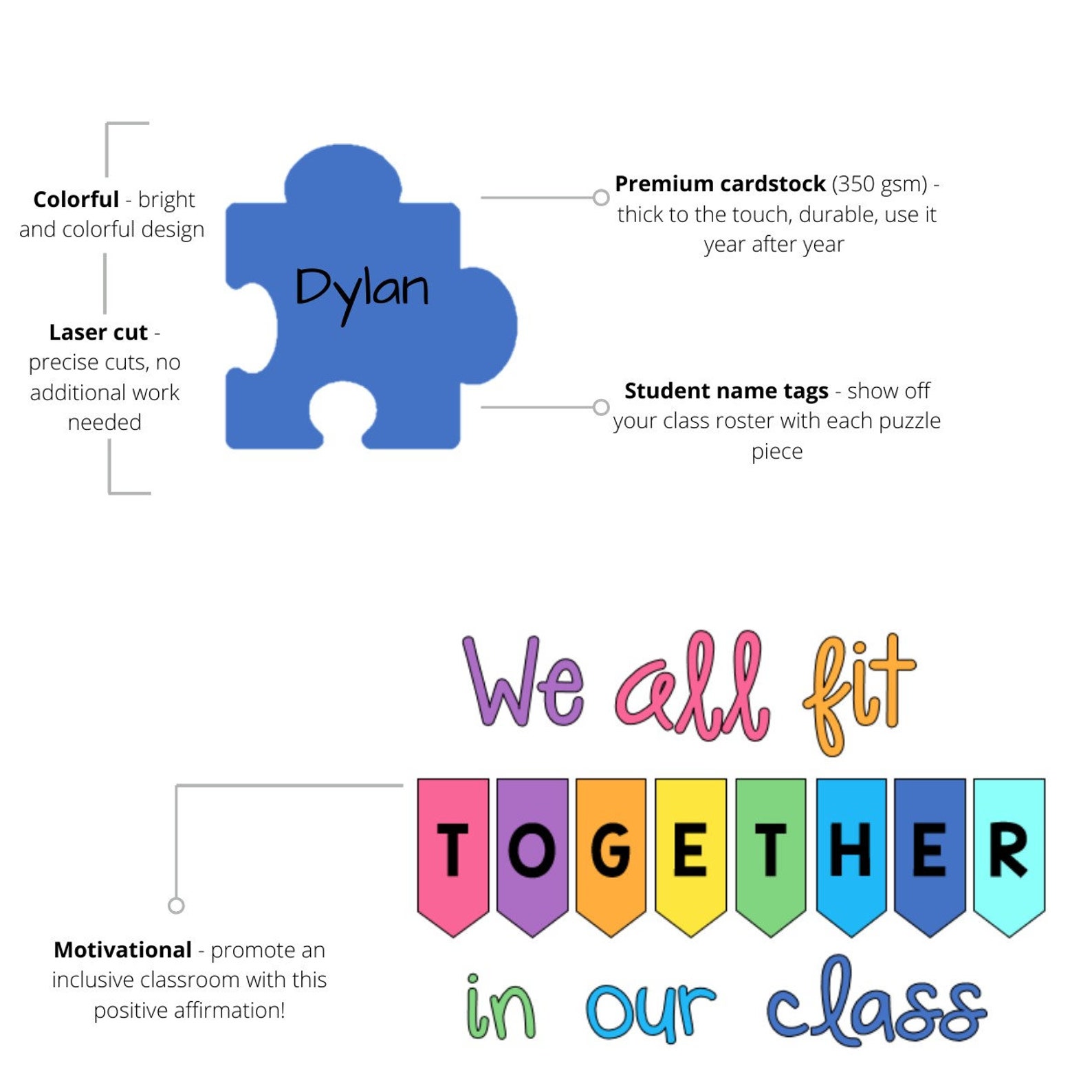 Classroom Puzzle Decoration Set Back to School Decor Bulletin Board or ...