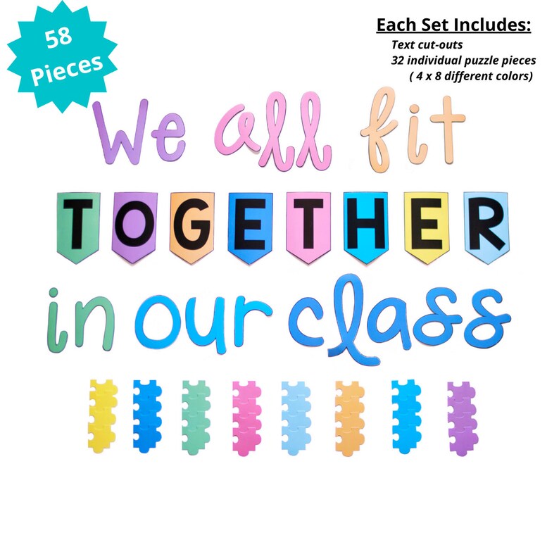 Classroom Puzzle Decoration Set Back to School Decor Bulletin Board or ...