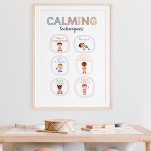 Calming Corner Poster Classroom Calm Down Decor Feelings Chart Boho ...
